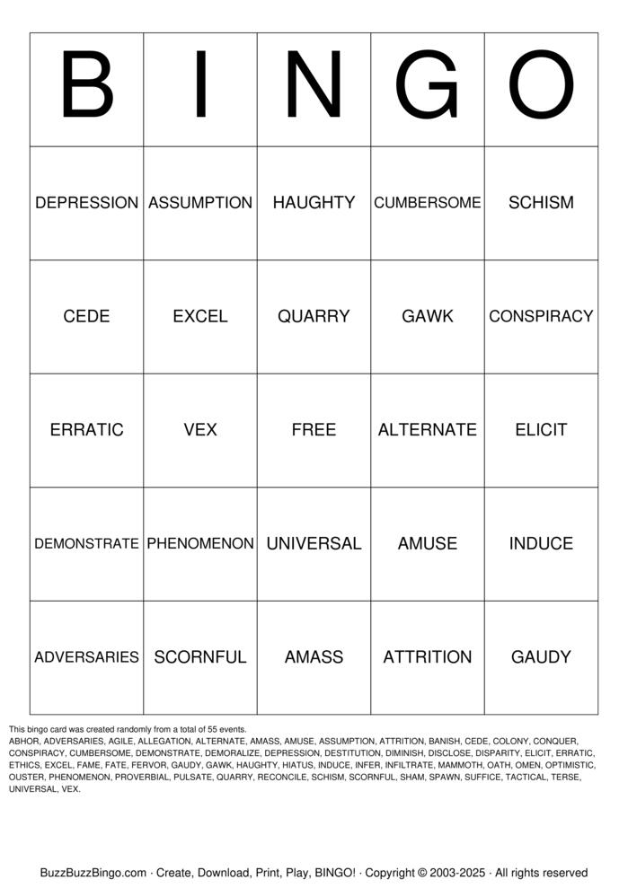 Vocabulary Bingo Cards to Download, Print and Customize!