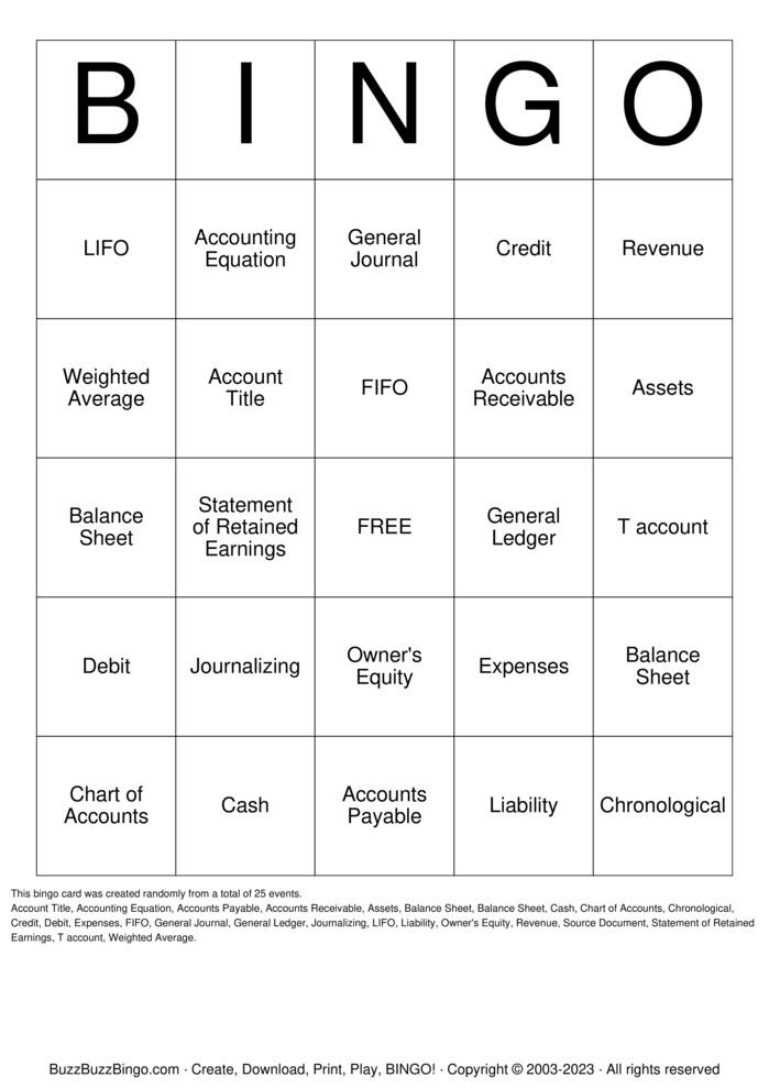 Accounting Bingo Cards to Download, Print and Customize!
