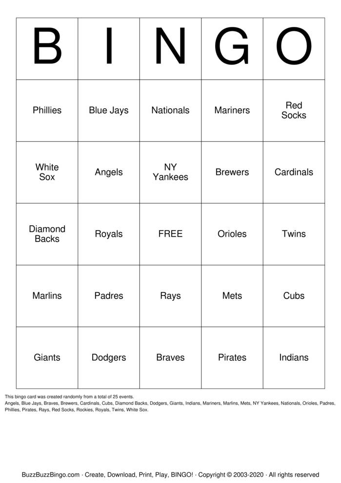 Baseball Bingo Cards to Download, Print and Customize!