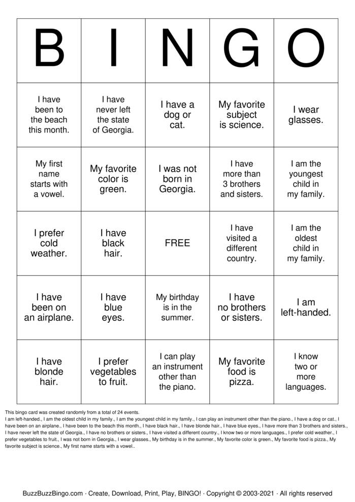 Classmate Bingo Bingo Cards to Download, Print and Customize!