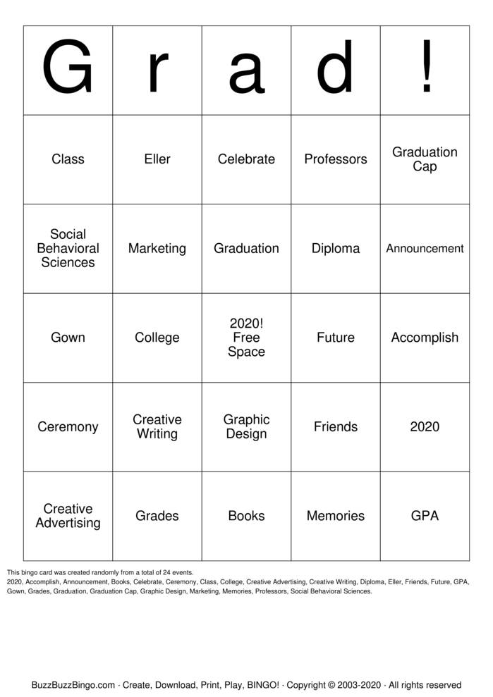 Graduation Bingo Cards to Download, Print and Customize!
