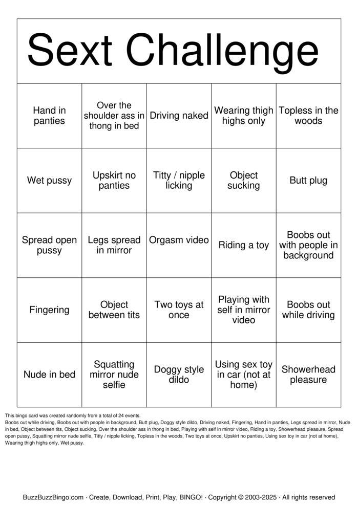NSFW Bingo Bingo Cards to Download, Print and Customize!