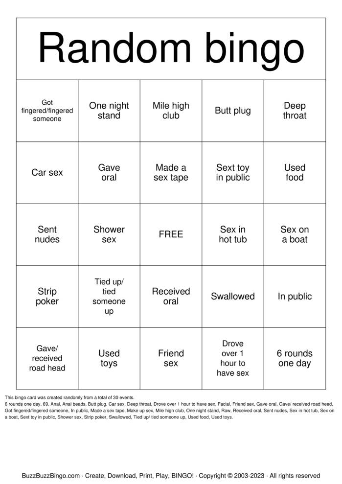 Sex Bingo Bingo Cards To Download Print And Customize