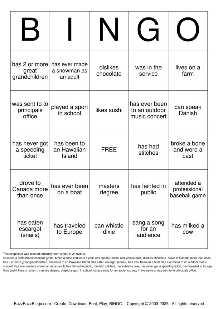 50th Class Reunion Bingo Cards to Download, Print and Customize!