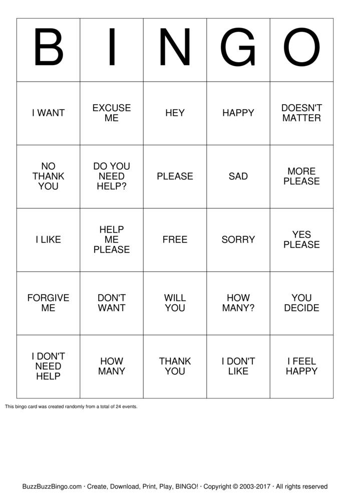 Great Manners Bingo Cards to Download, Print and Customize!