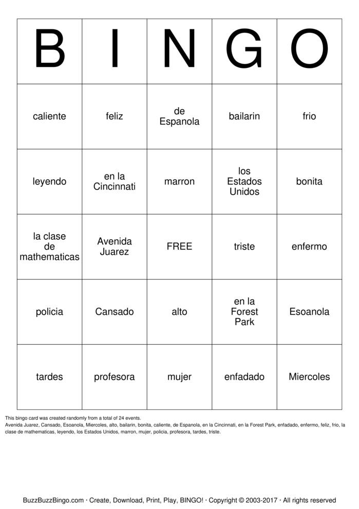Ser vs. Estar Bingo Cards to Download, Print and Customize!