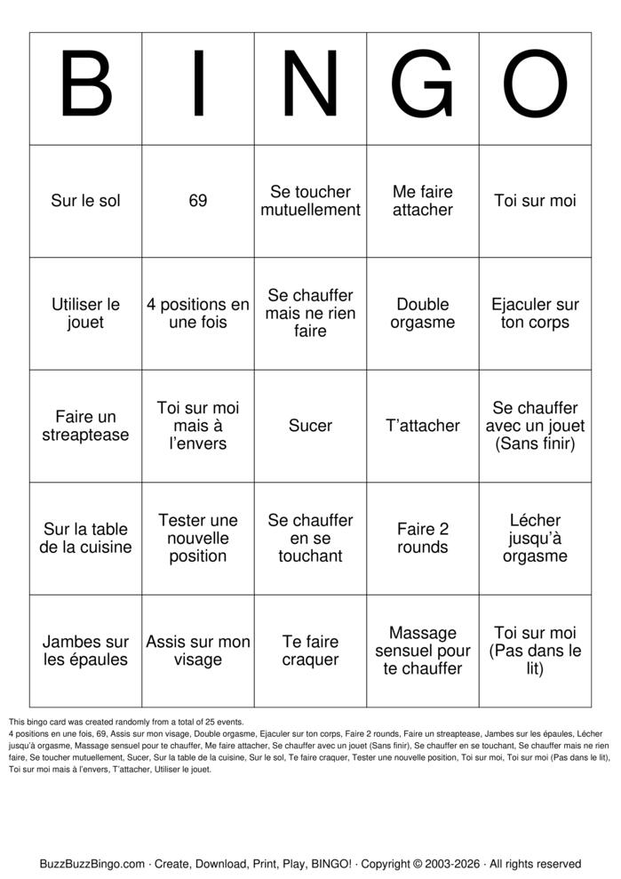 Sex Positions Bingo Cards to Download, Print and Customize!
