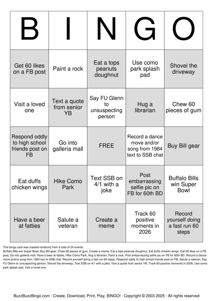 Year of 60 Bingo Cards to Download, Print and Customize!