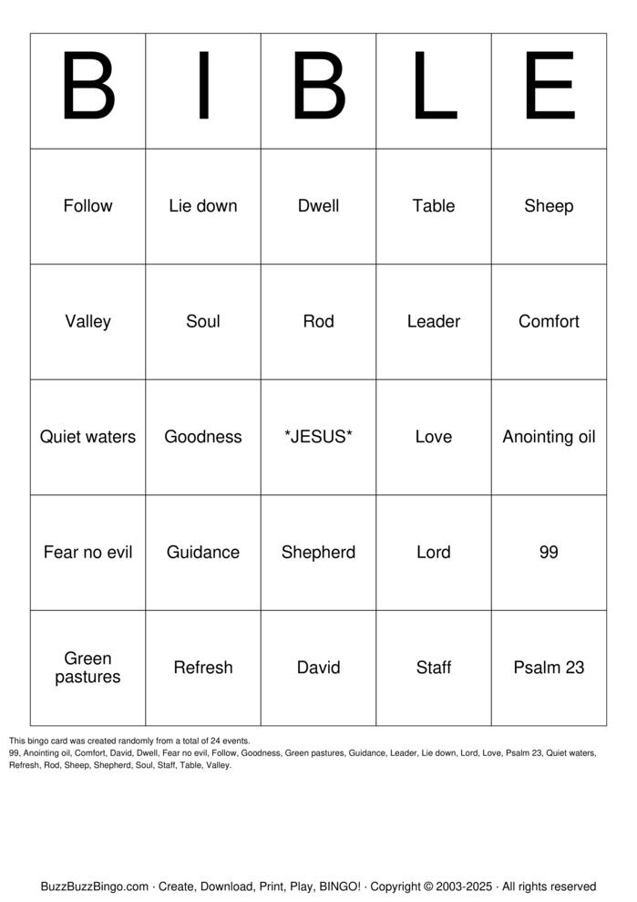 BIBLE BINGO Bingo Cards to Download, Print and Customize!