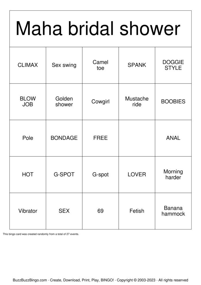 DIRTY BINGO Bingo Cards to Download, Print and Customize!