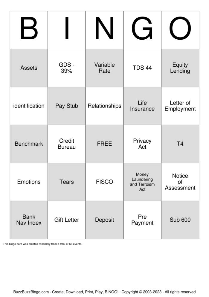 Mortgage Bingo Cards to Download, Print and Customize!