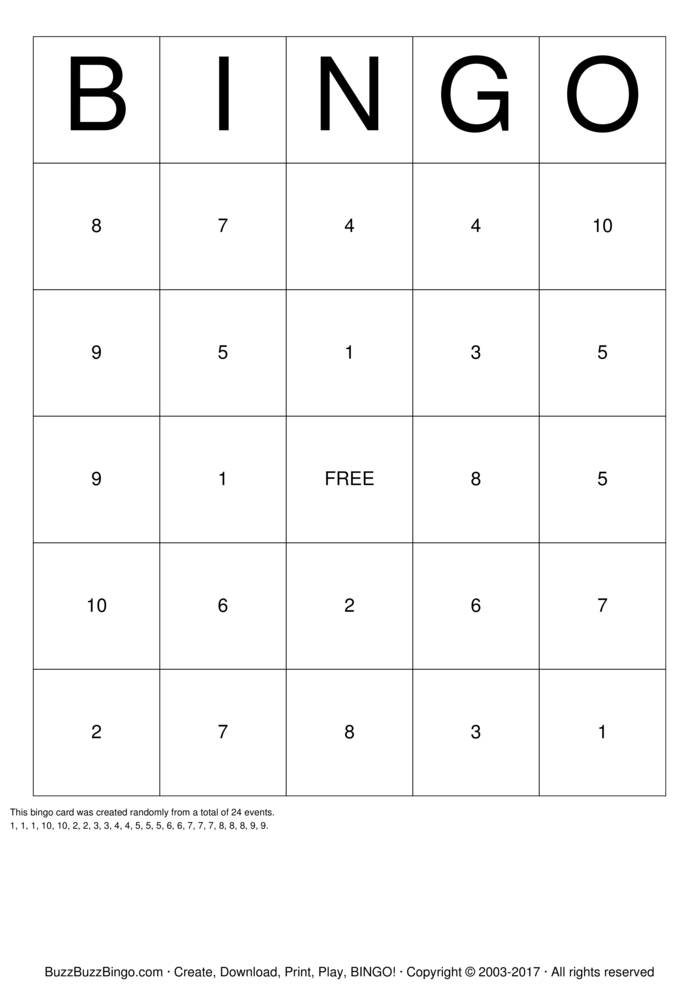 Numbers 1-10 Bingo Cards to Download, Print and Customize!