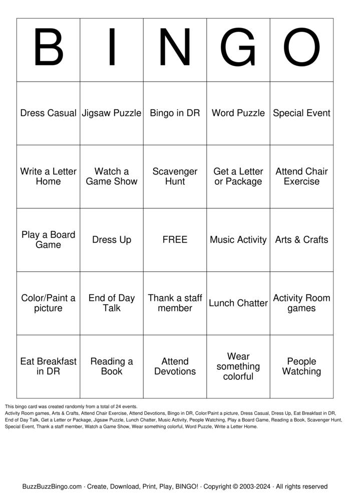 Senior Citizens Bingo Cards to Download, Print and Customize!