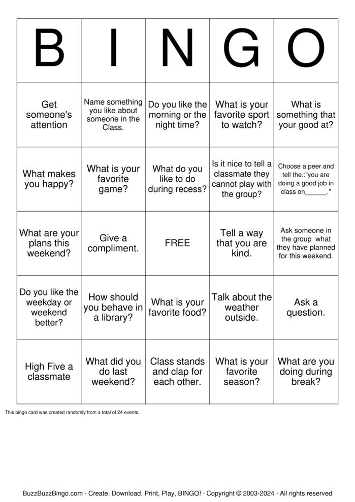 Social Skills Bingo Cards to Download, Print and Customize!