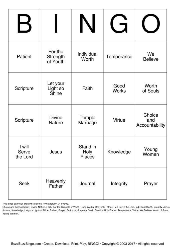 Value Bingo Cards to Download, Print and Customize!