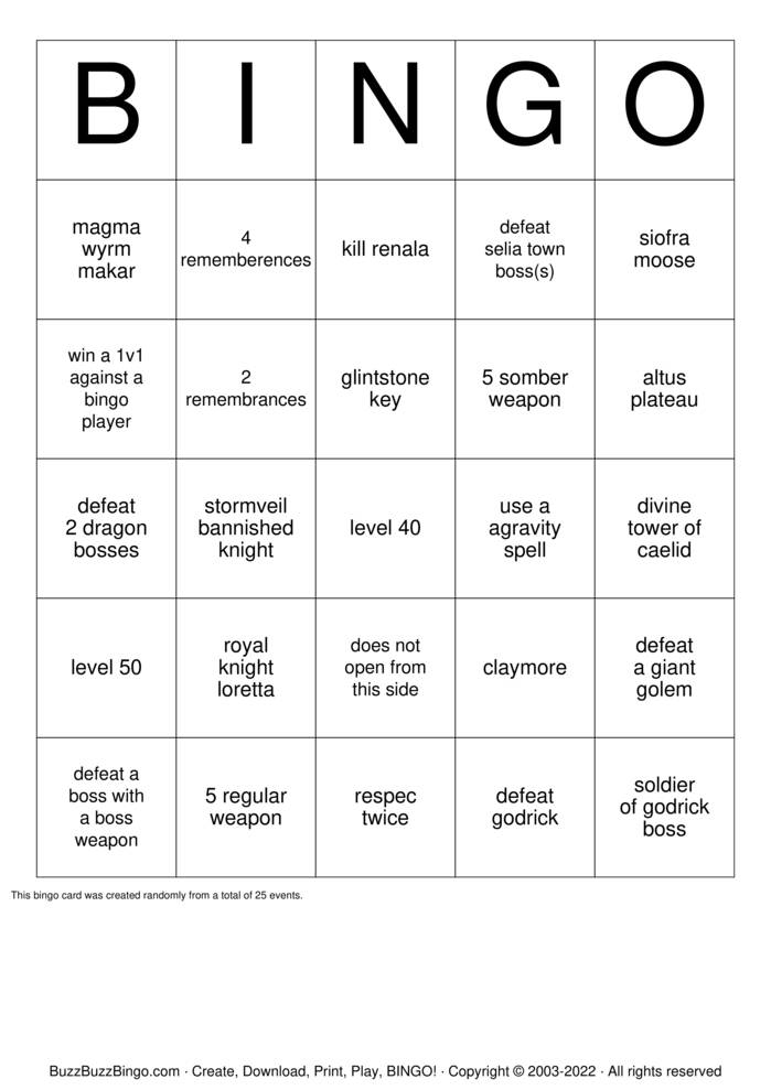 BLACKOUT BINGO Bingo Cards to Download, Print and Customize!