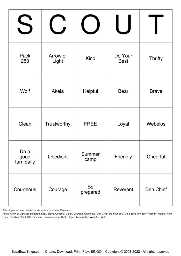 Cub Scout Bingo Cards to Download, Print and Customize!