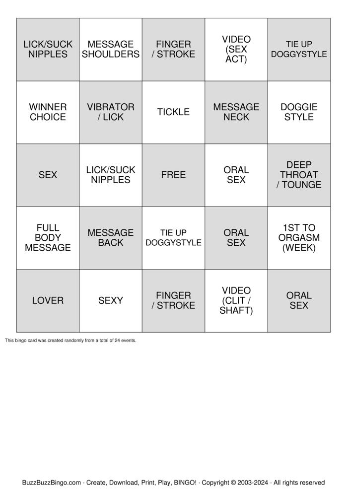 DIRTY BINGO Bingo Cards to Download, Print and Customize!