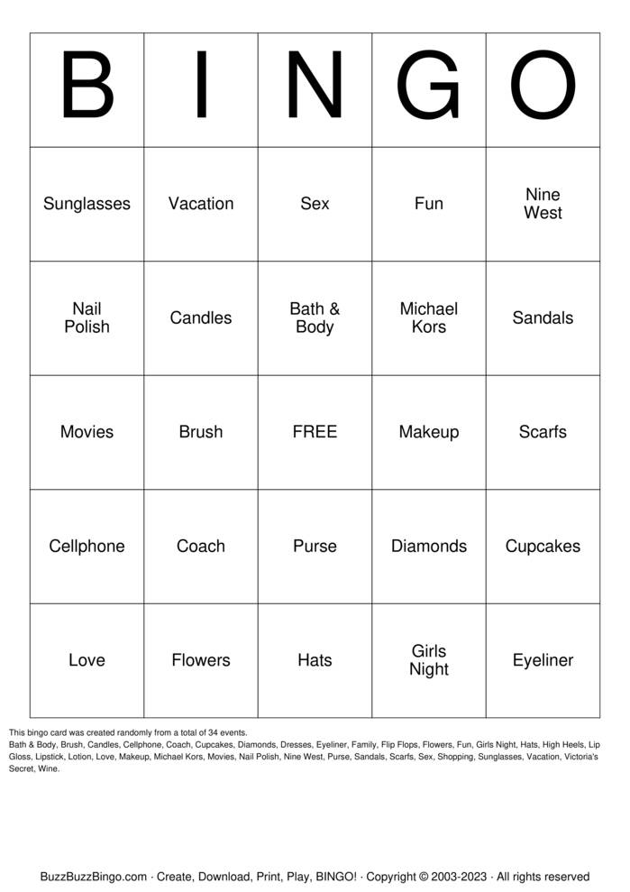 Girls Night In Bingo Cards to Download, Print and Customize!