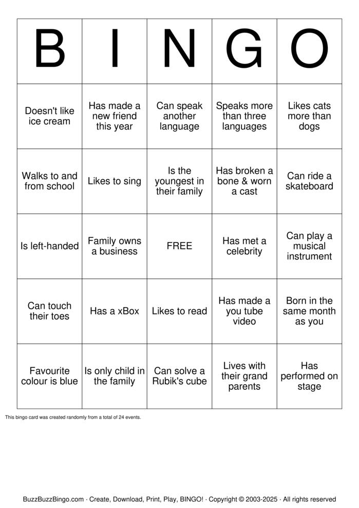 HUMAN BINGO Bingo Cards to Download, Print and Customize!