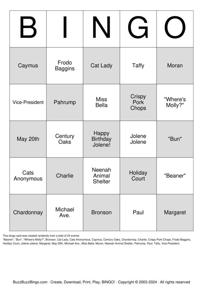 Jolene's Birthday Bingo Cards to Download, Print and Customize!