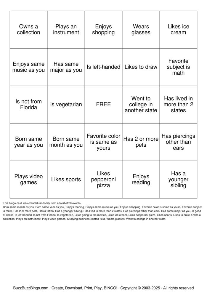 SPEED DATING HUMAN BINGO Bingo Cards to Download, Print and Customize!