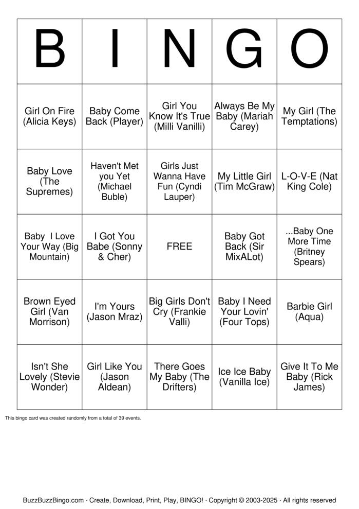 Singo Classic Bingo Cards to Download, Print and Customize!