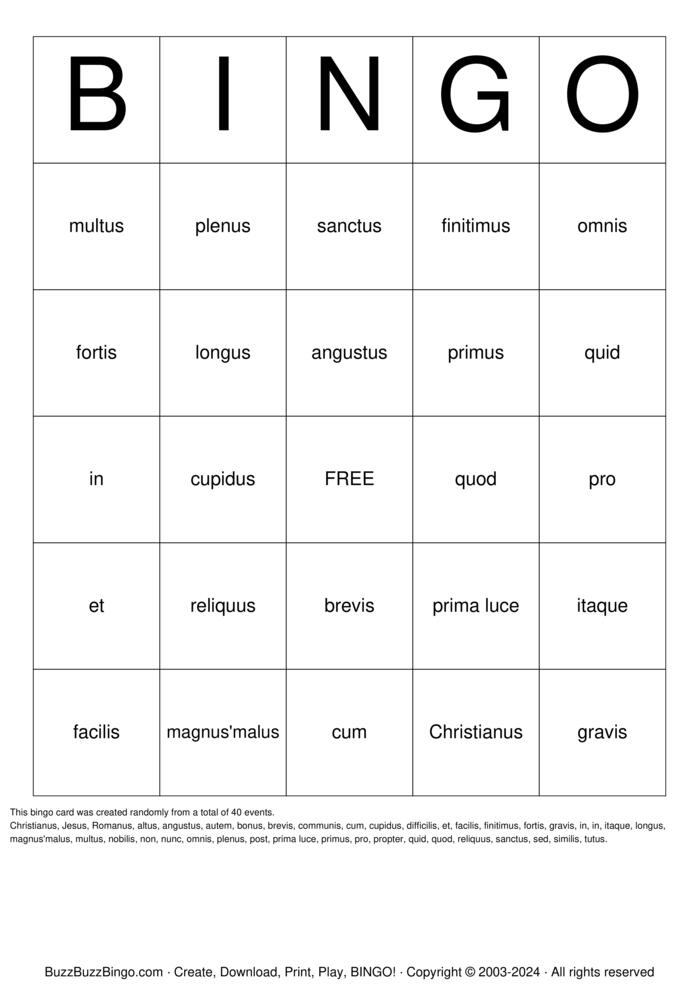 hispanic Bingo Cards to Download, Print and Customize!