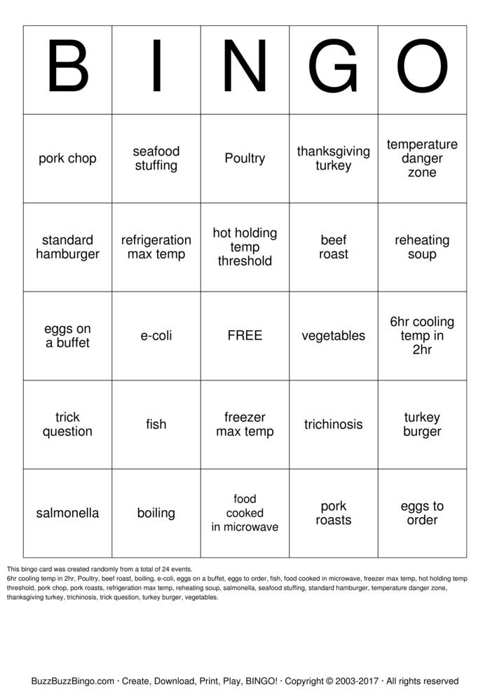 temperature bingo Bingo Cards to Download, Print and Customize!