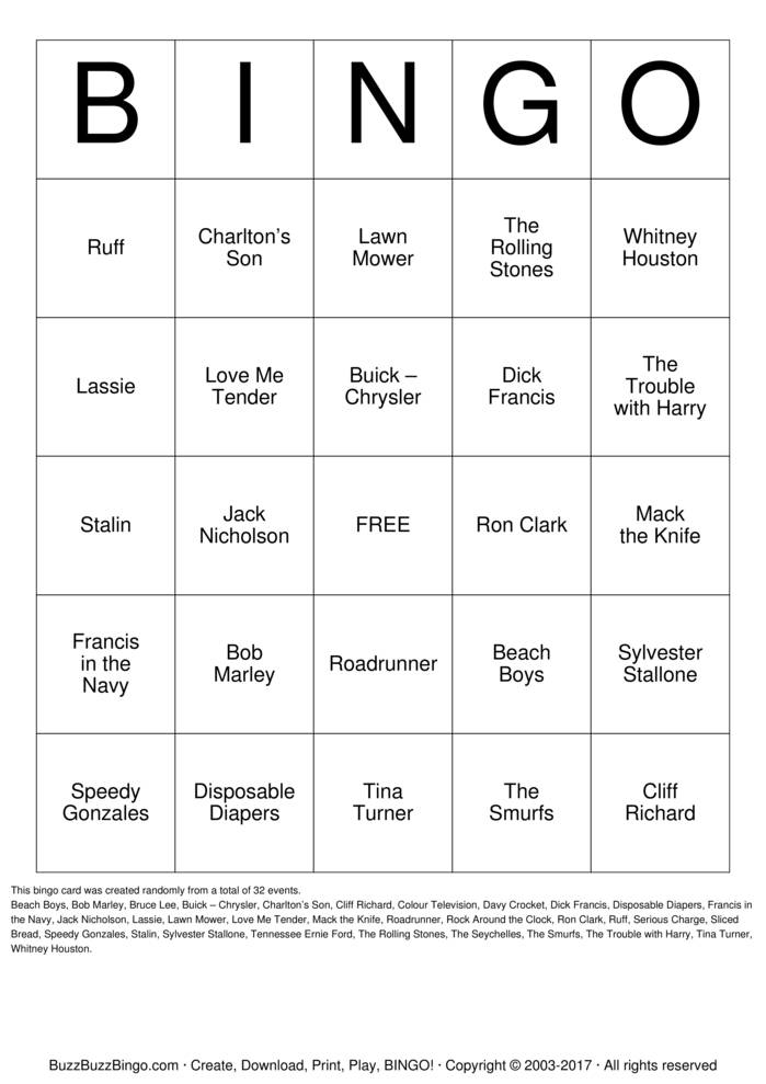 60th Birthday Bingo Cards to Download, Print and Customize!