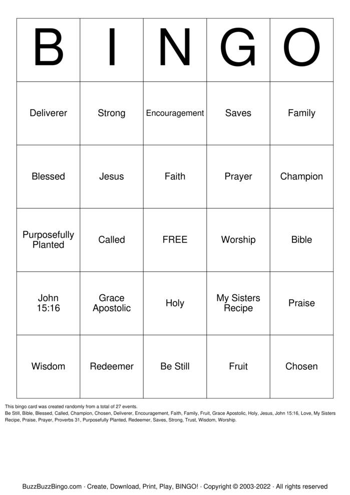 CHRISTIAN Bingo Cards to Download, Print and Customize!