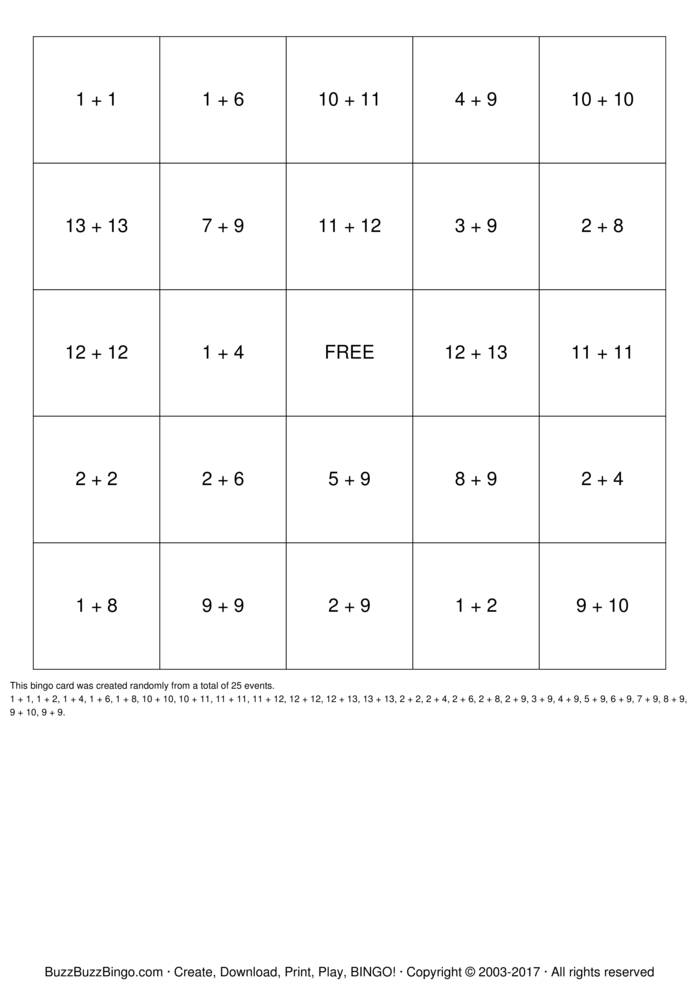 Math Bingo Cards to Download, Print and Customize!