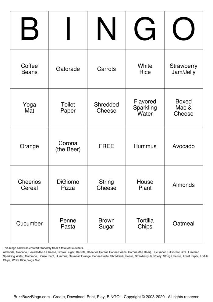 Pantry Bingo Cards to Download, Print and Customize!