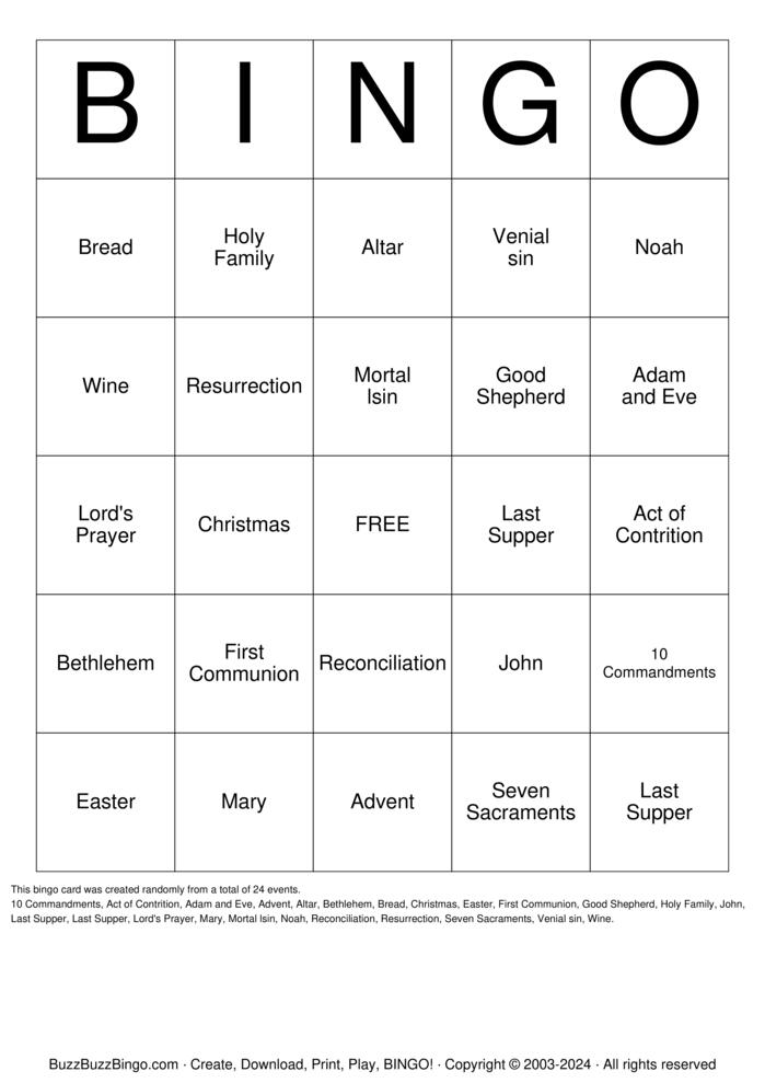 Seven Sacraments Bingo Cards to Download, Print and Customize!