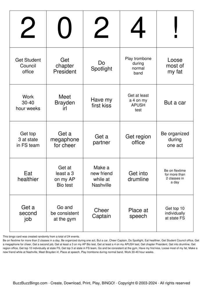 2024! Bingo Cards to Download, Print and Customize!