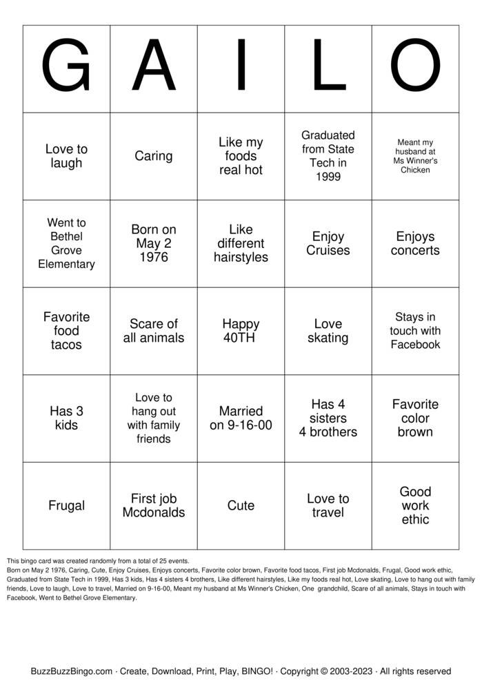 40th Birthday Bingo Bingo Cards to Download, Print and Customize!