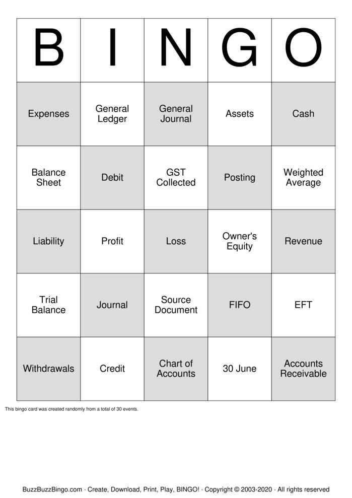 Accounting Bingo Cards to Download, Print and Customize!