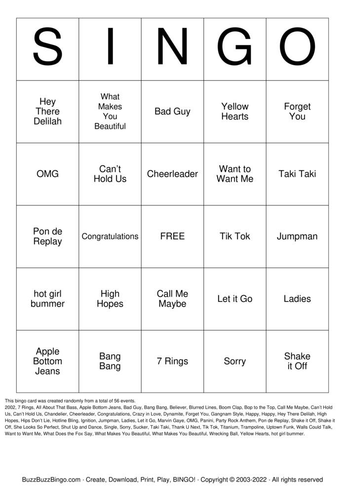 CHRISTMAS SINGO Bingo Cards to Download, Print and Customize!