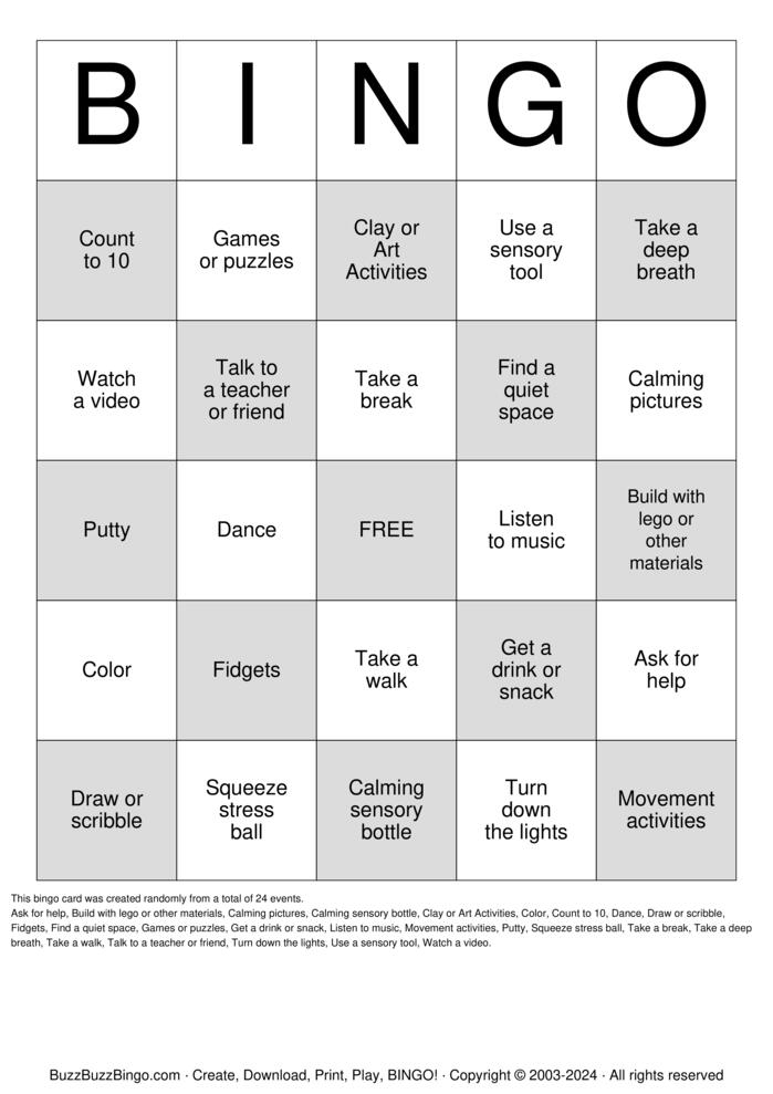 Coping Skills Toolbox Bingo Cards to Download, Print and Customize!