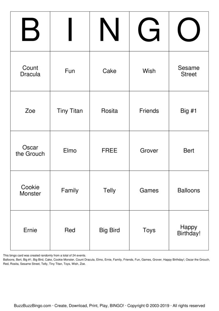 Elmo Bingo Bingo Cards to Download, Print and Customize!