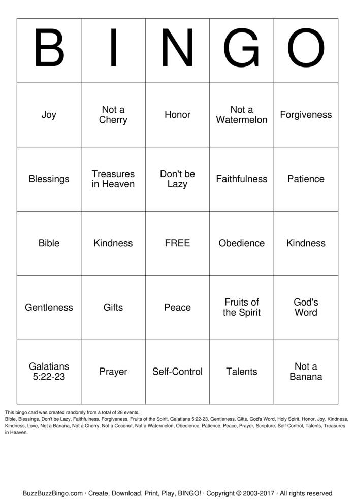 Fruit of the Spirit Bingo Cards to Download, Print and Customize!