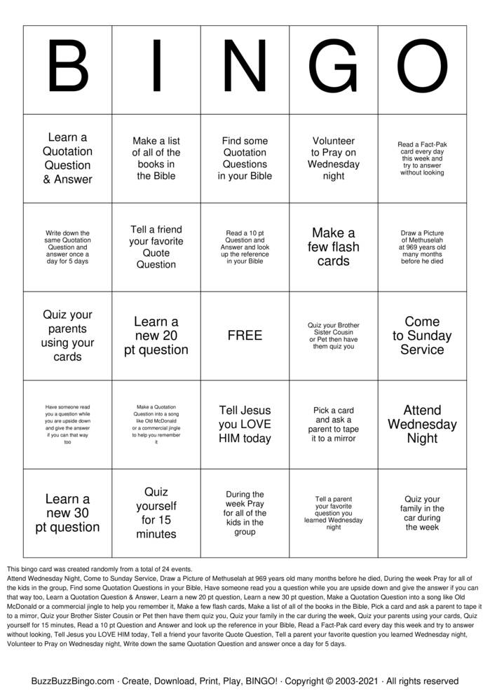 JBQ Bingo Bingo Cards to Download, Print and Customize!