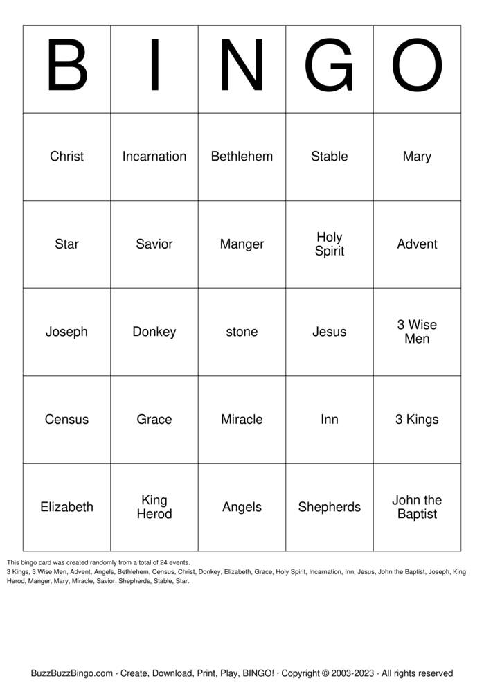 JESUS Bingo Cards to Download, Print and Customize!