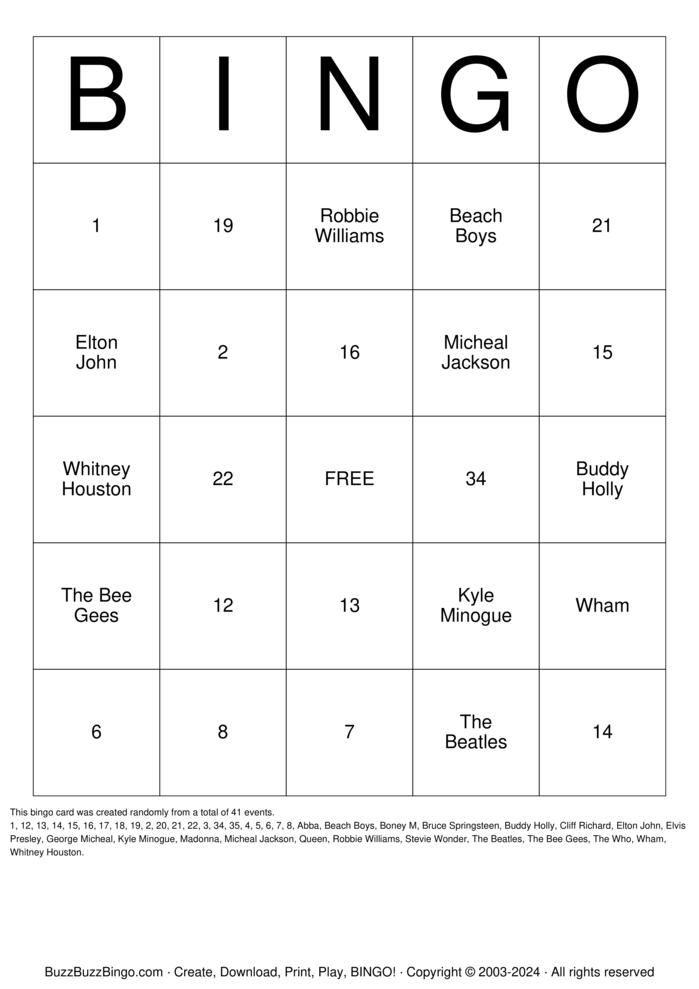 MUSIC Bingo Cards to Download, Print and Customize!