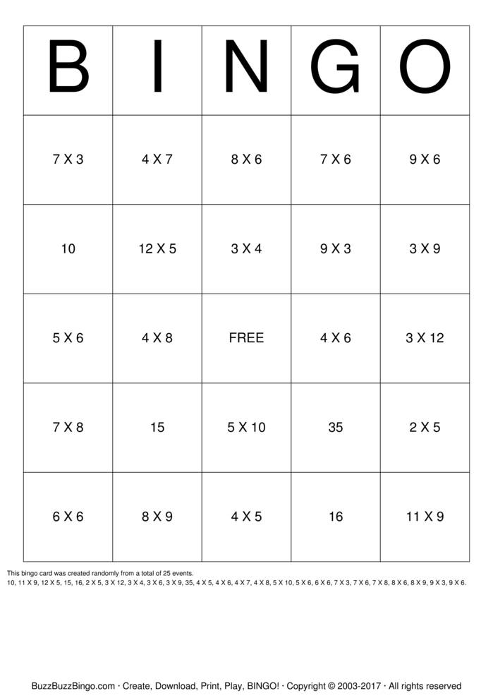 Math Multiplication Bingo Cards to Download, Print and Customize!