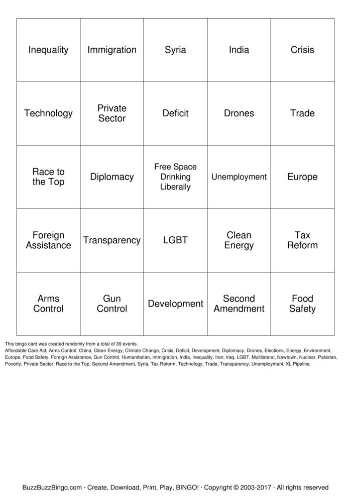 State of the Union 2013 Bingo Cards to Download, Print and Customize!