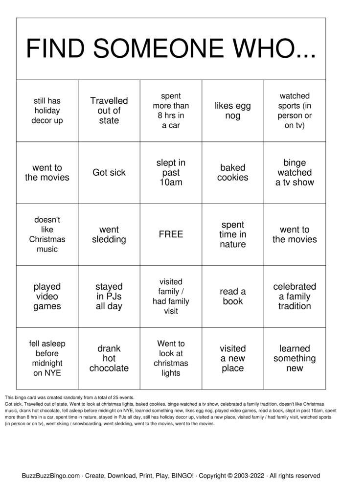Winter Break Bingo Cards to Download, Print and Customize!
