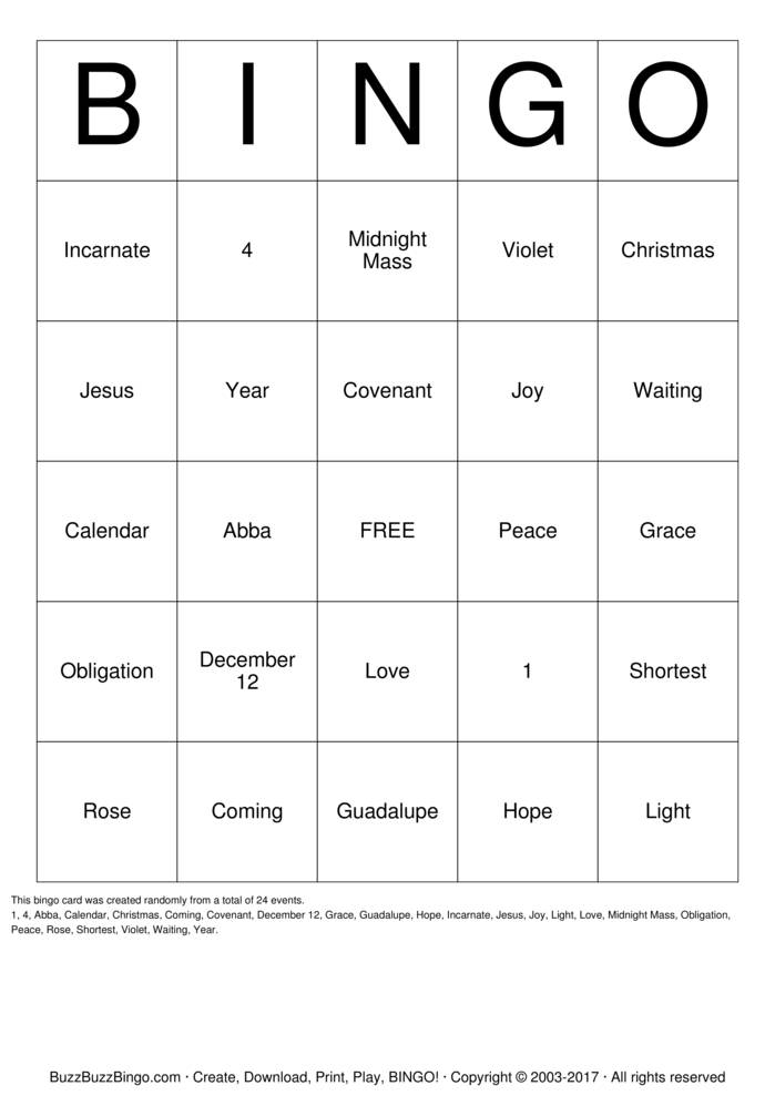 Advent Bingo Cards to Download, Print and Customize!