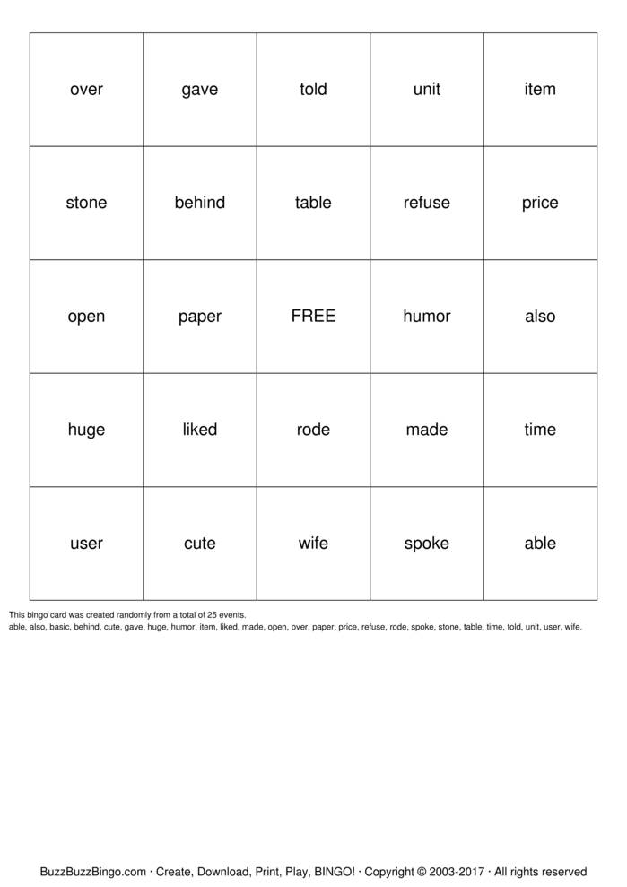 Long Vowel Bingo Bingo Cards to Download, Print and Customize!