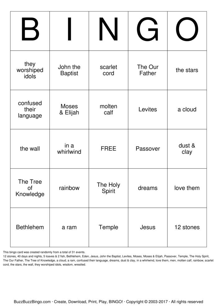 Moses Bingo Cards to Download, Print and Customize!